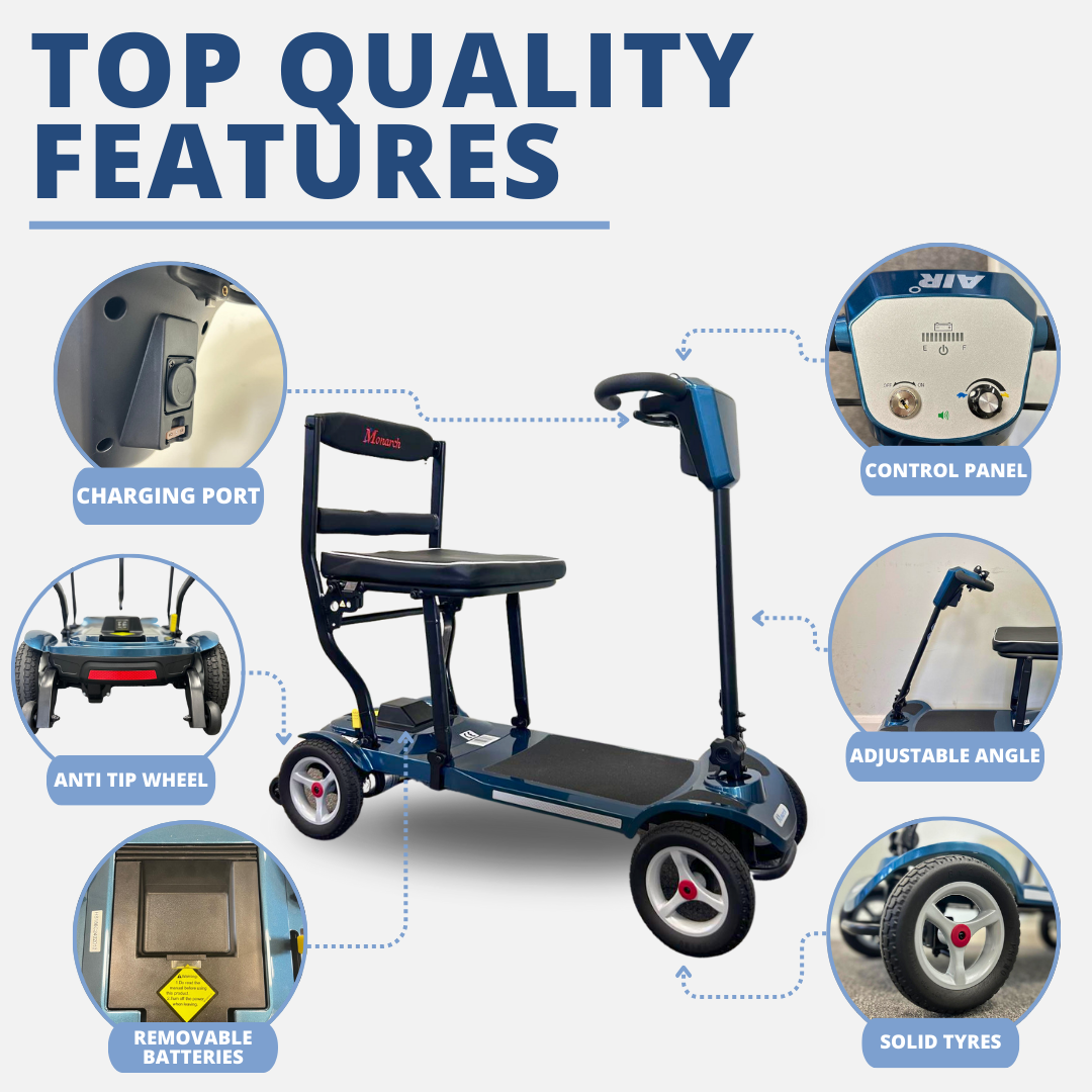 Monarch Air Folding Mobility Scooter – Betty&Bertie Monarch Air Folding Mobility Scooter – Betty&Bertie